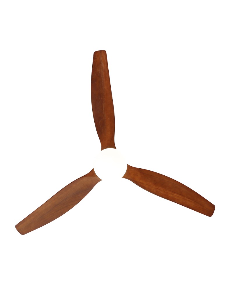 52" Modern 3 Walnut Wooden Blades Ceiling Fan with Lights Remote Control