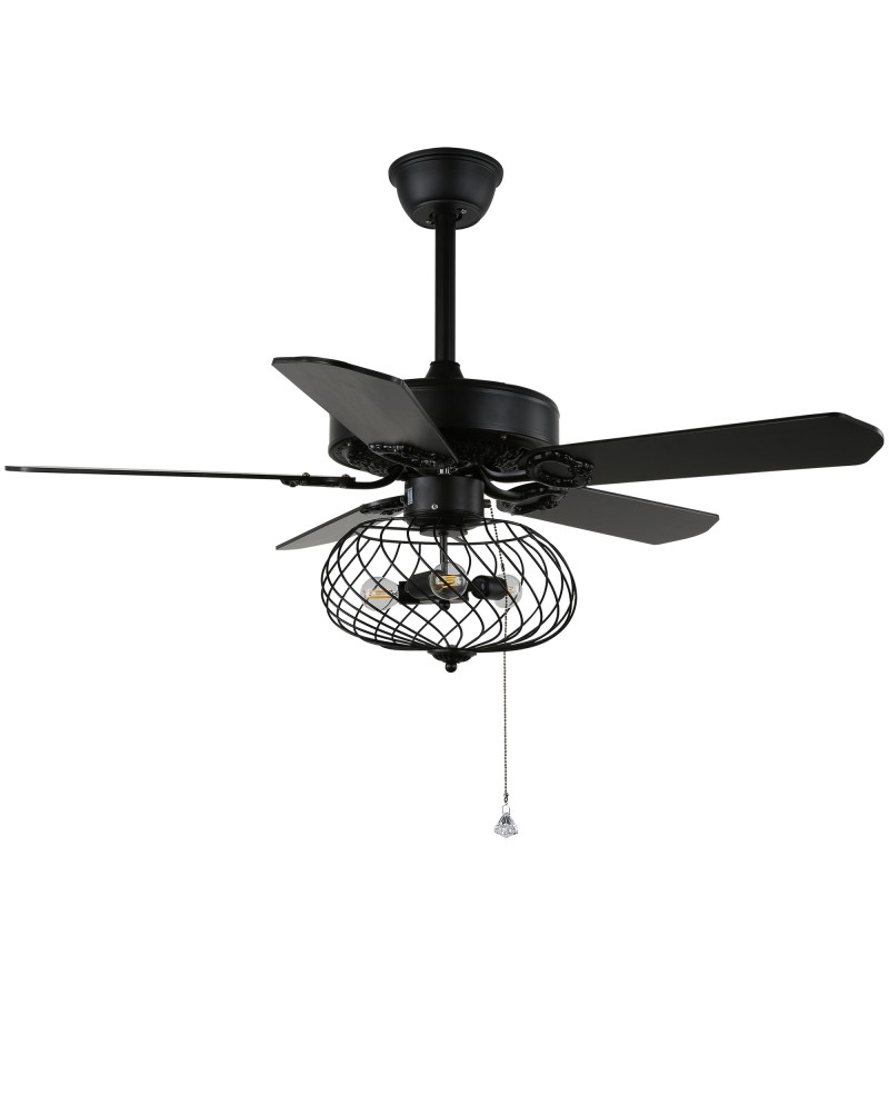 Cusp Barn Industrial 5 Reversible Wood Blades Caged Metal Frame Ceiling ...