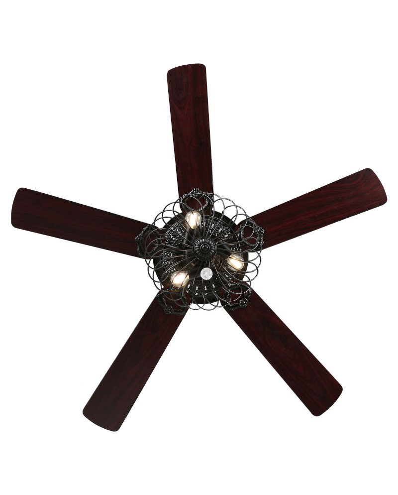 Cusp Barn Industrial 5 Reversible Wood Blades Caged Metal Frame Ceiling ...