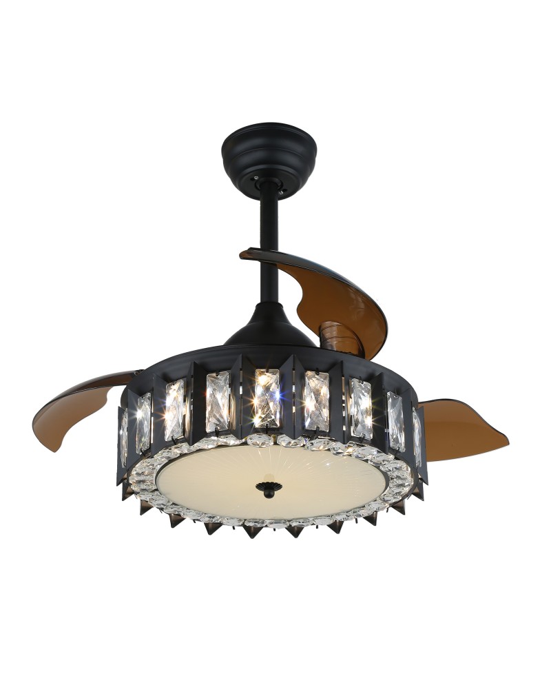 Cusp Barn 36-Inch Crystal Retractable Ceiling Fan with CCT Dimmable LED ...