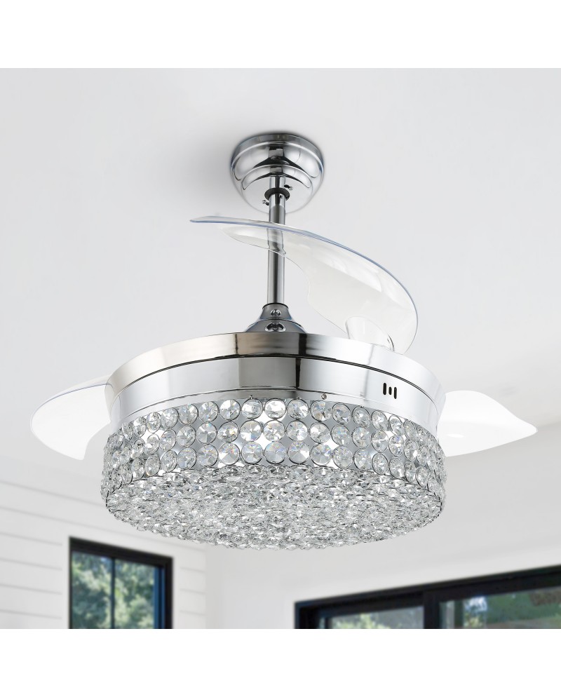 Cusp Barn 42'' Modern Retractable 3-blade CCT Dimmable Ceiling Fan with ...