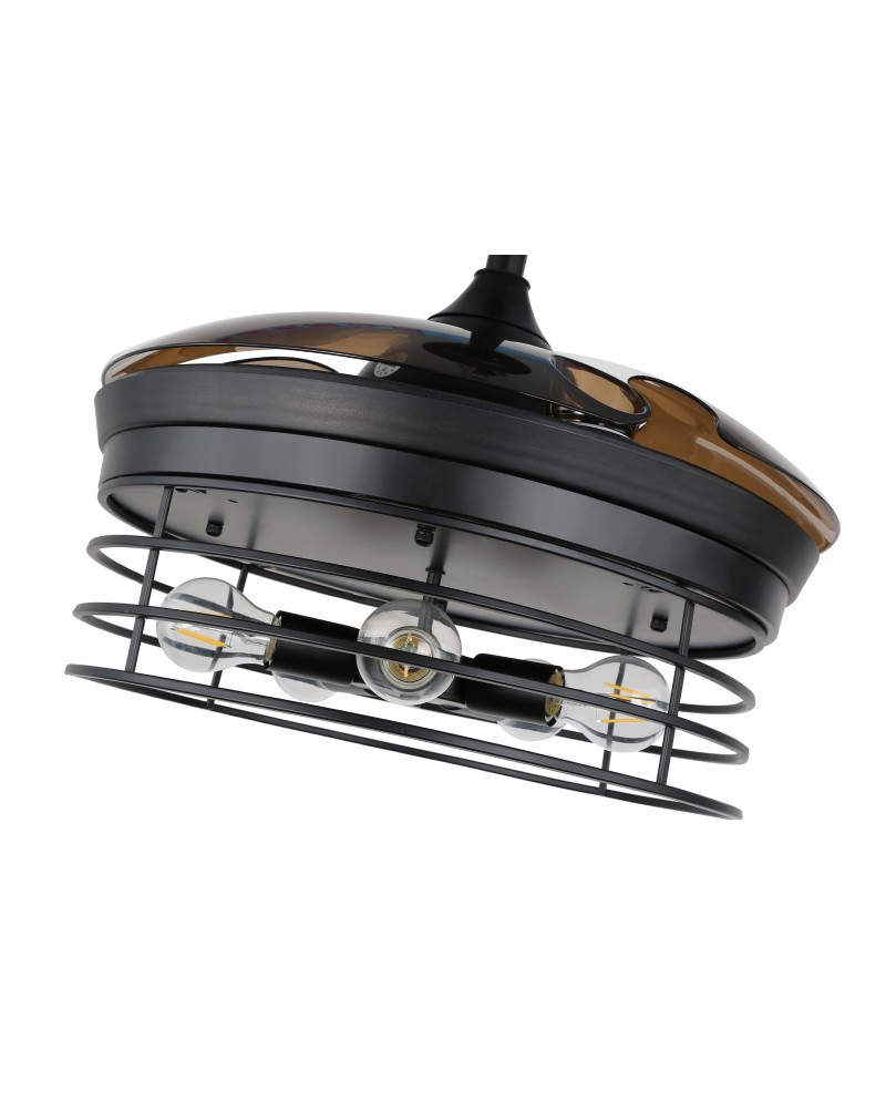 Cusp Barn Modern Industrial 42-In Retractable Ceiling Fan with Remote ...