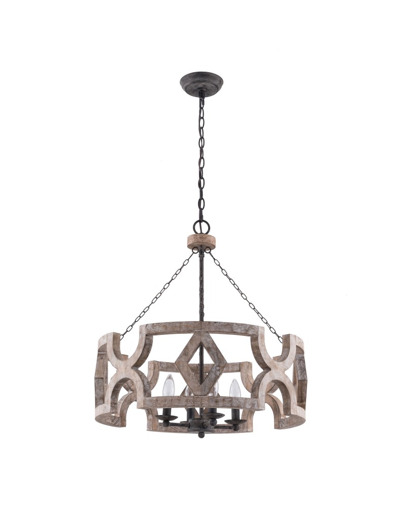 Cusp Barn Antique 4-Light Wood Ceiling Lighting Rustic Farmhouse Chandelier