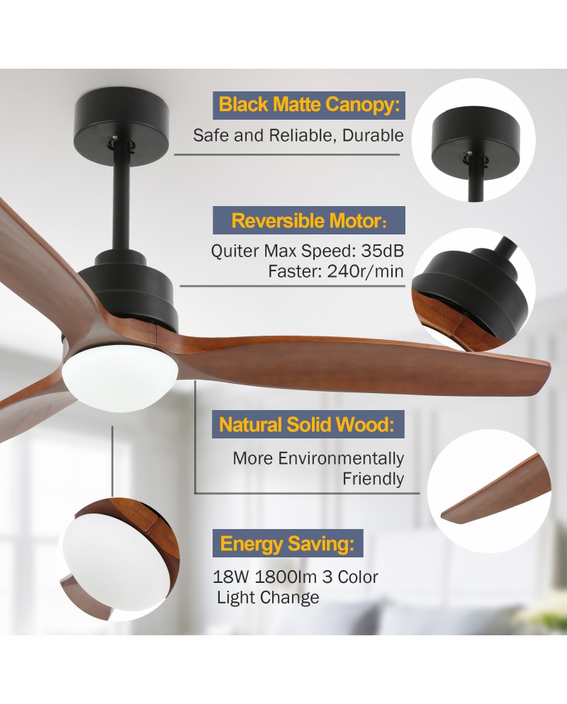 Cusp Barn 52" Wood Ceiling Fan with Lights Remote Control Indoor ...