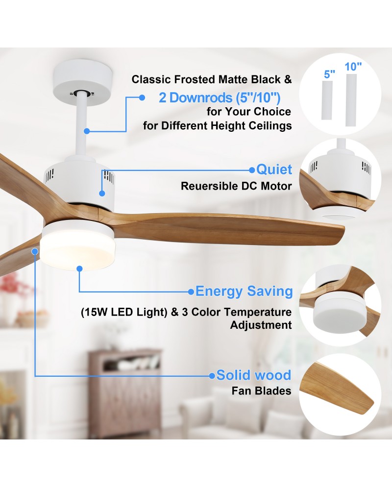 Cusp Barn 52" Indoor and Outdoor Wood Ceiling Fan with Lights Remote 3 ...