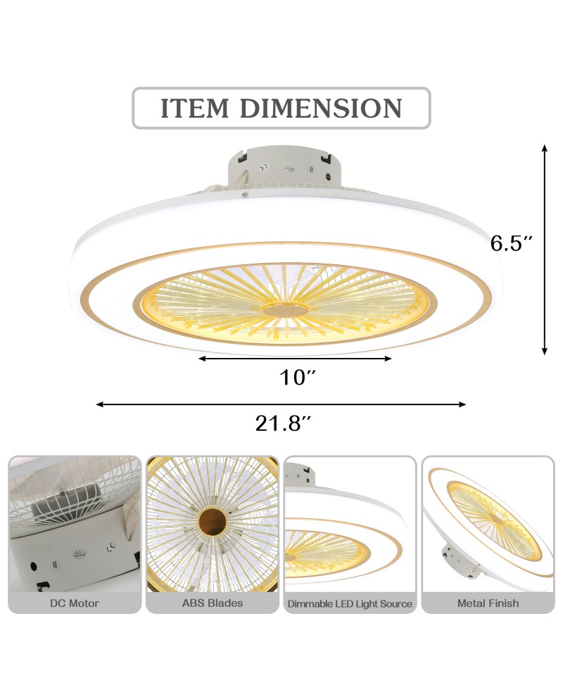 Cusp Barn Enclosed Low Profile Ceiling Fan with Lights and APP Control ...