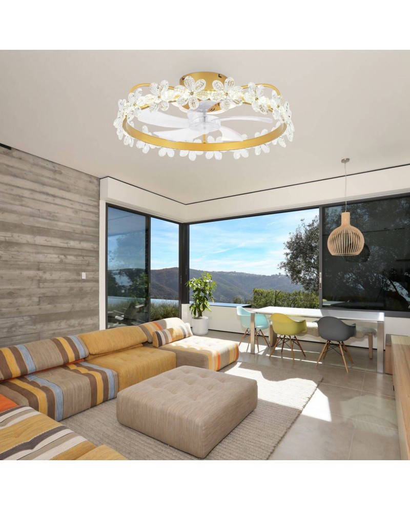 Cusp Barn Flush Mount Ceiling Fan with Lights Remote & APP Control ...