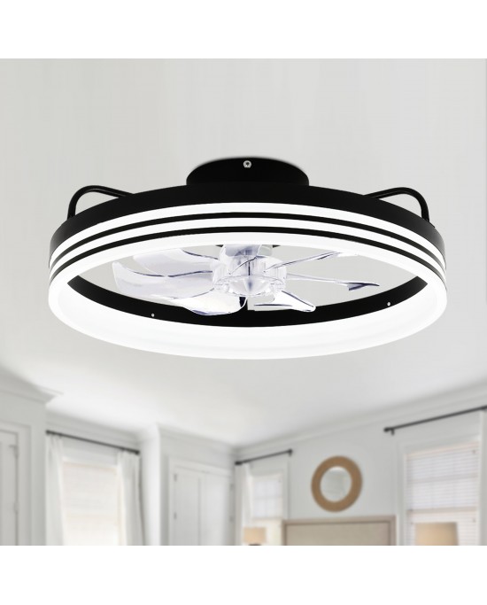 Cusp Barn 19.6 in LED Dimmable Flush Mount Enclosed Indoor Ceiling Fan ...